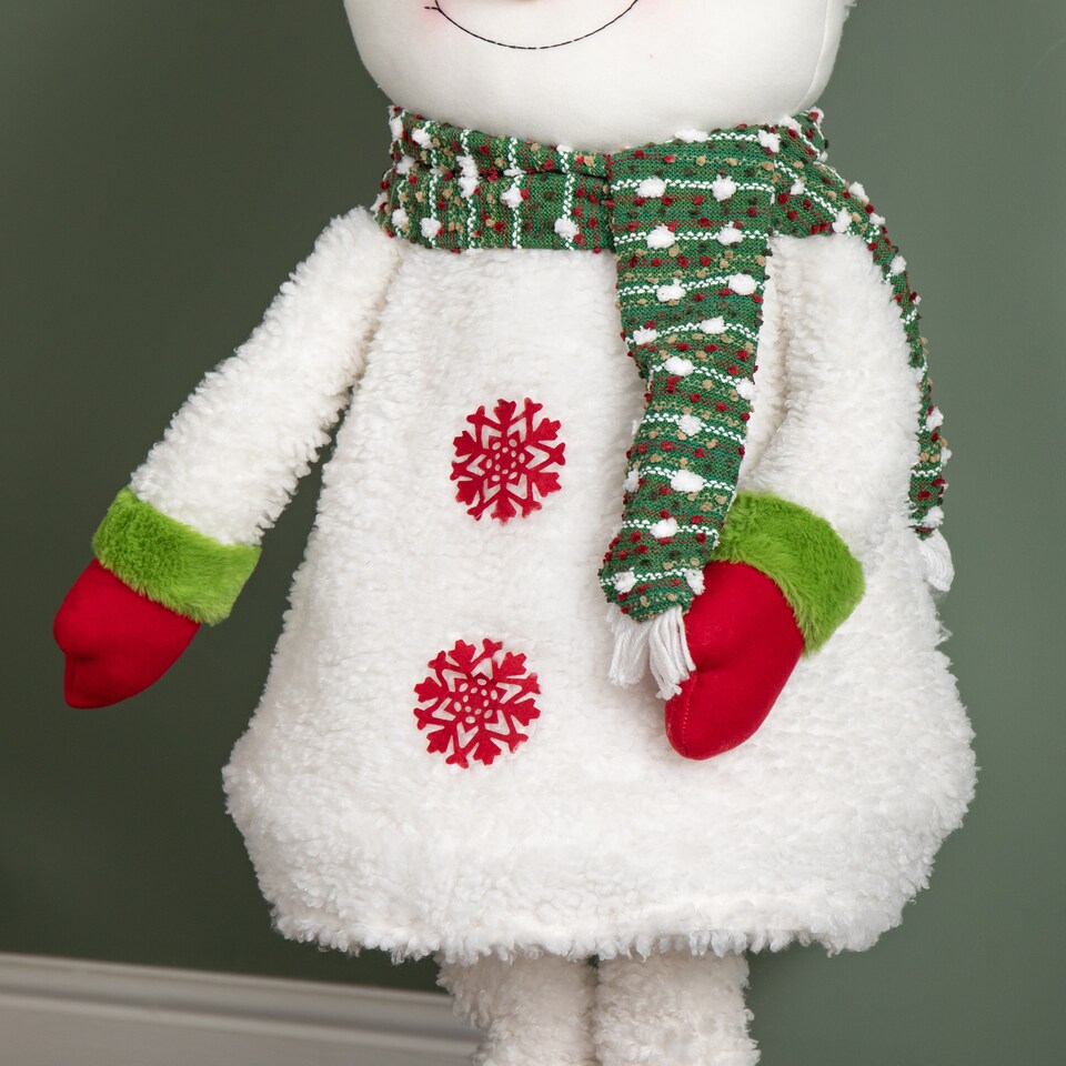 1.8m Tall Extendable Plush Snowman Decoration with Telescopic Legs ...