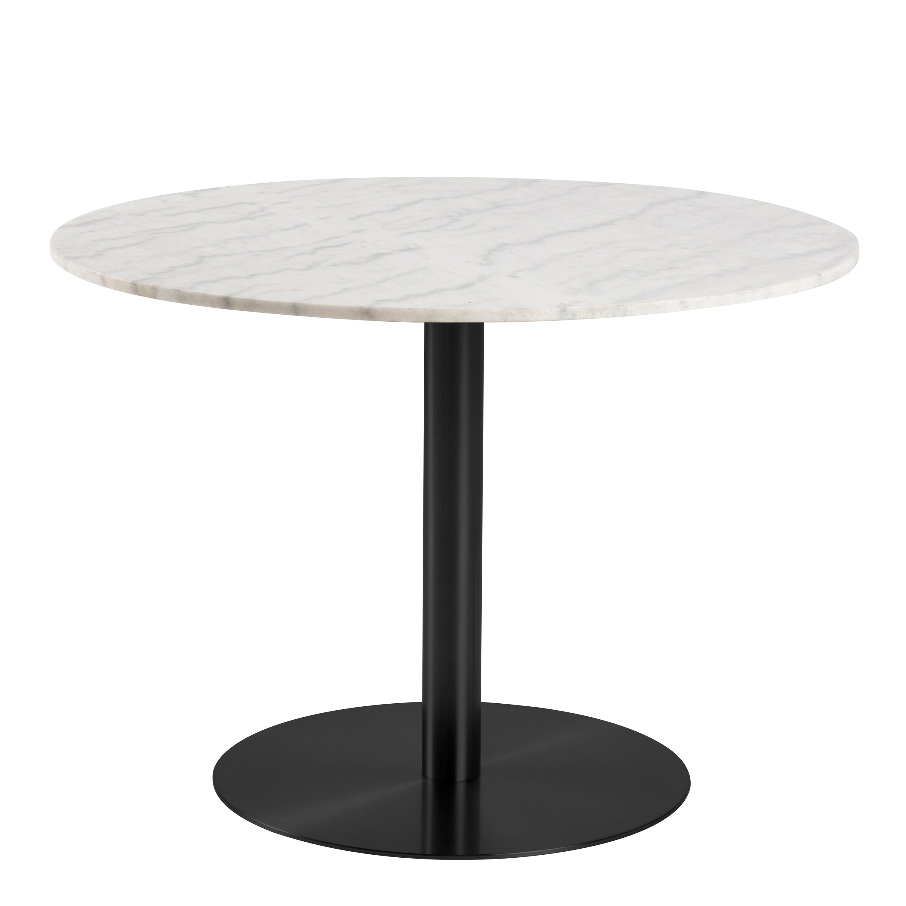 Corby Round Dining Table with White Polished Marble Top & Black Base ...