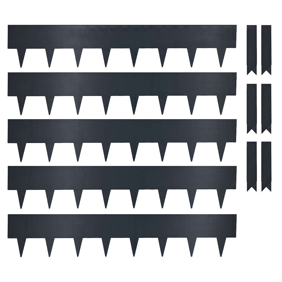 Metal Garden Border Edging 1m Panels 20cm High - Set of 5 with Pegs ...