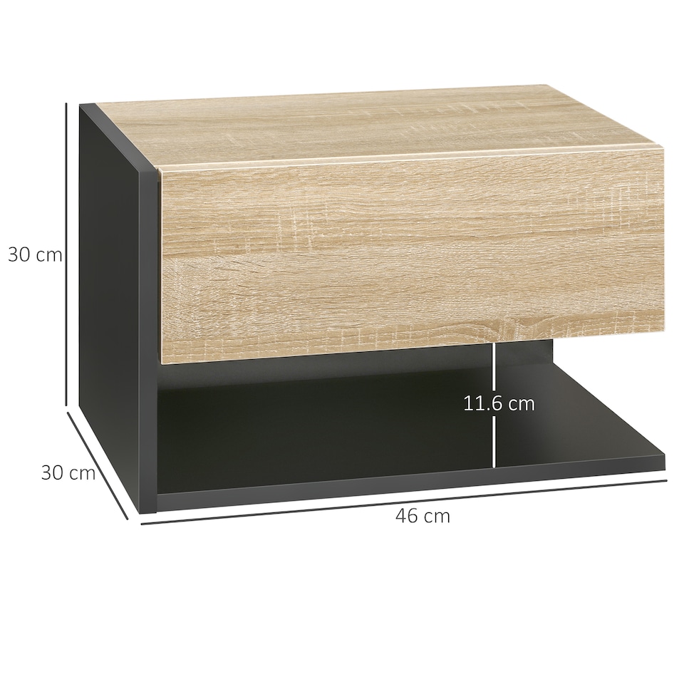 HOMCOM Floating Bedside Table Set of 2, Wall Mounted Bedside Cabinet ...