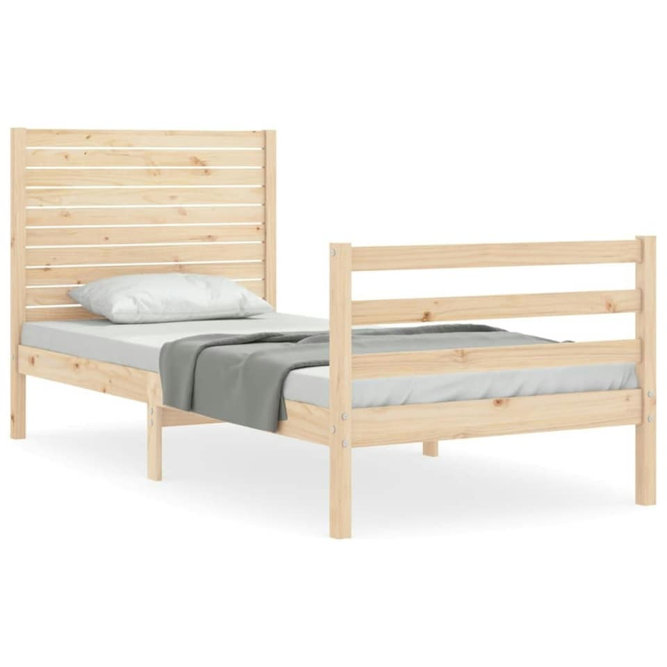 Bed Frame with Headboard Small Single Solid Wood - Tesco Groceries