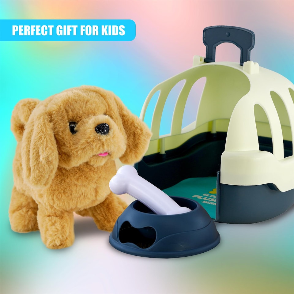 The Magic Toy Shop Puppy Dog Electronic Toy Pet with Carrier and 6 ...