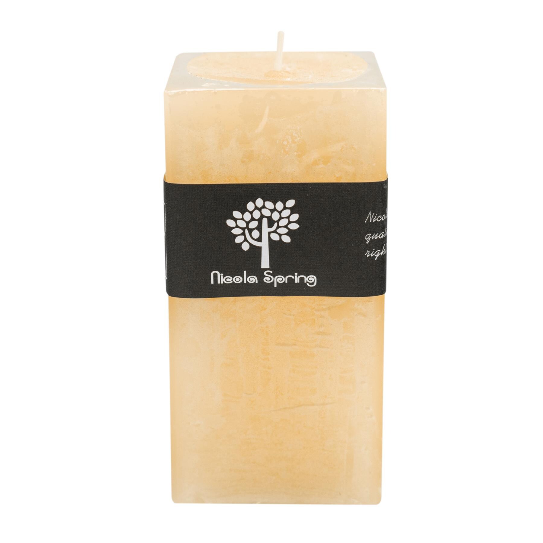 Nicola Spring Square Vanilla Pillar Candle - 90 Hours - Cream | Cream ...
