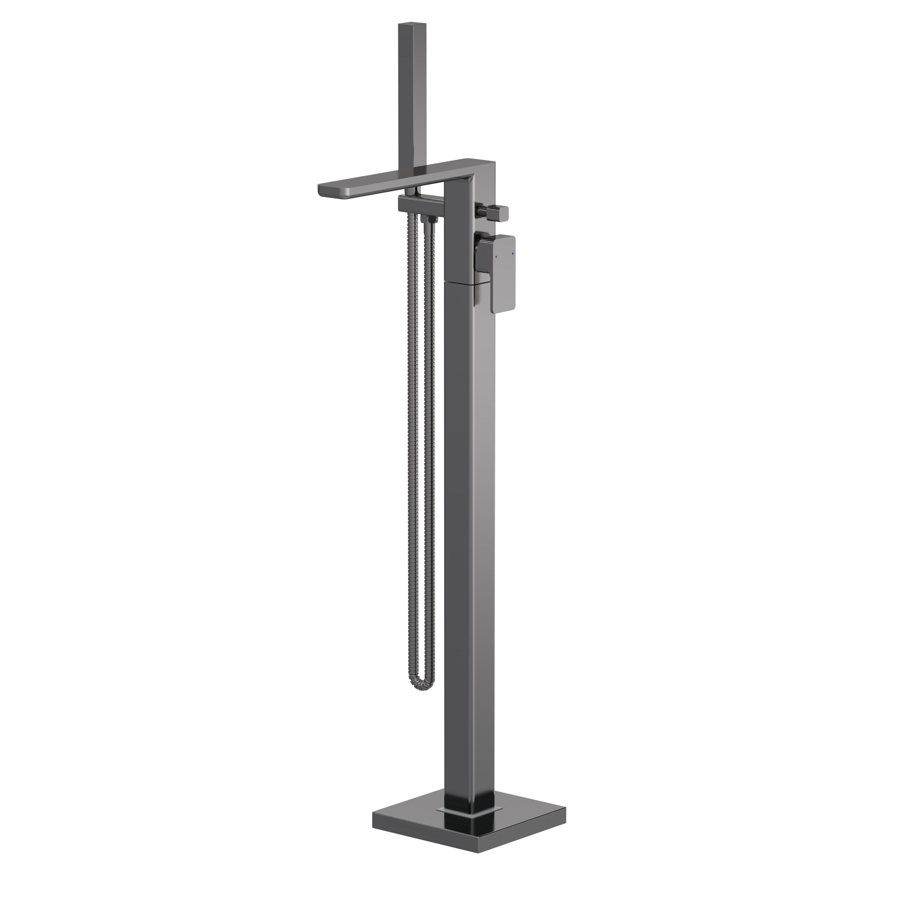 Balterley Freestanding Square Bath Shower Mixer Tap | Silver | Brushed ...