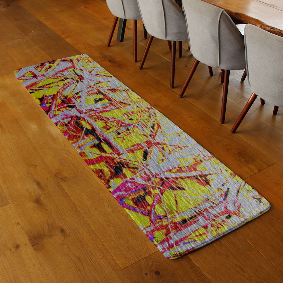 River Thames And Red Branches Runner Rug | Multi - Tesco Groceries