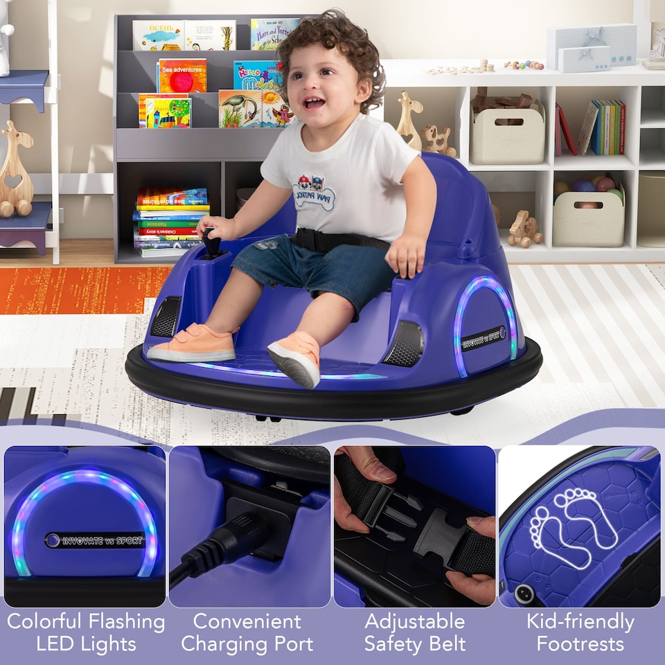 COSTWAY 6V Kids Ride on Bumper Car Battery Powered Purple - Tesco Groceries