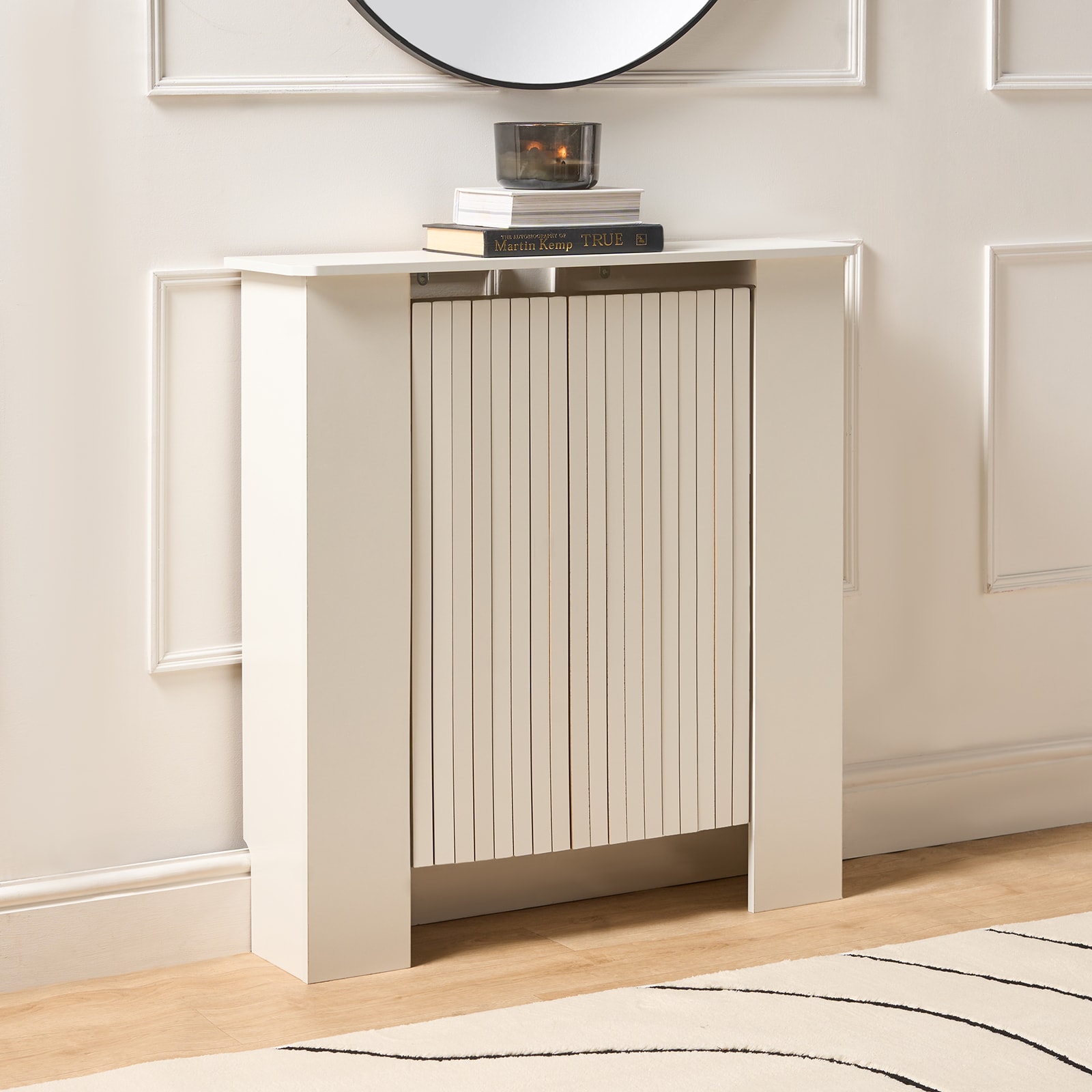 OHS Ribbed Radiator Cover Slatted Engineered Wood - Small | Cream ...
