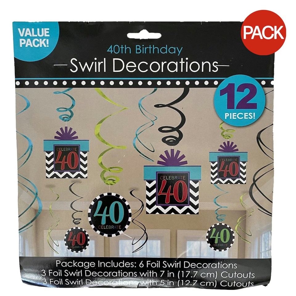 Amscan 40th Birthday Streamers (Pack of 12) - Multicoloured - One Size ...