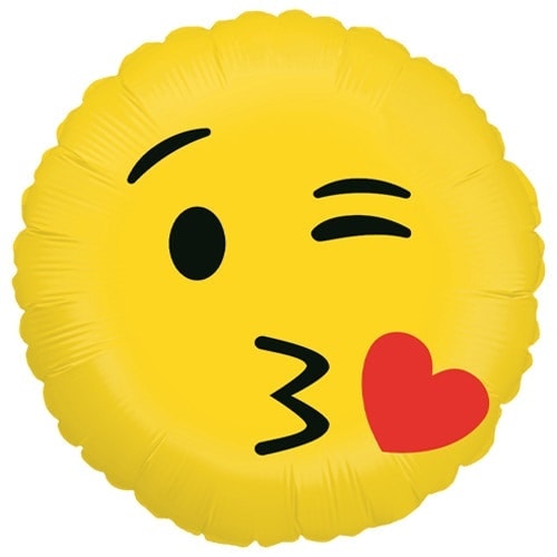 Emoji Kiss Round Shape Foil Helium Balloon 46cm / 18 in - Tesco Groceries