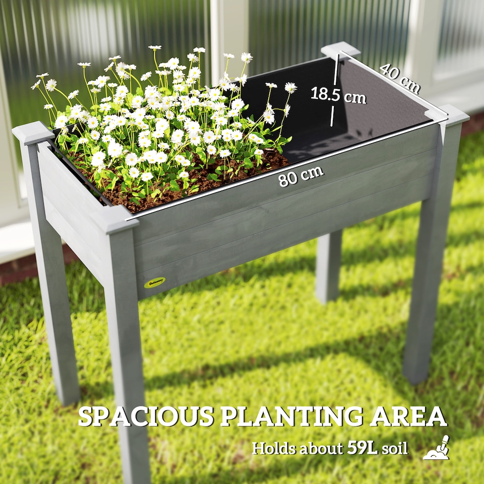 Outsunny Raised Bed for Garden, Wooden Elevated Planter Box with Bed ...