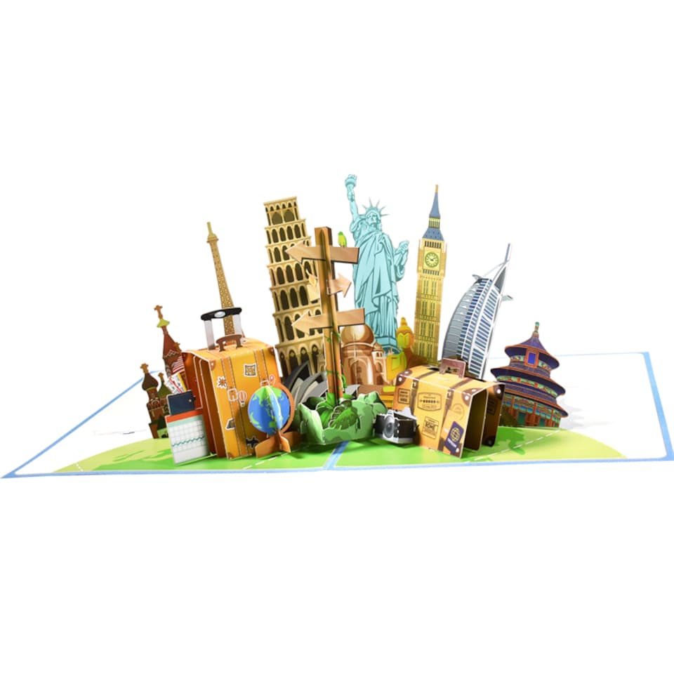 Iconic Monuments World Travel Landmarks 3D Pop Up Greeting Card - Tesco ...