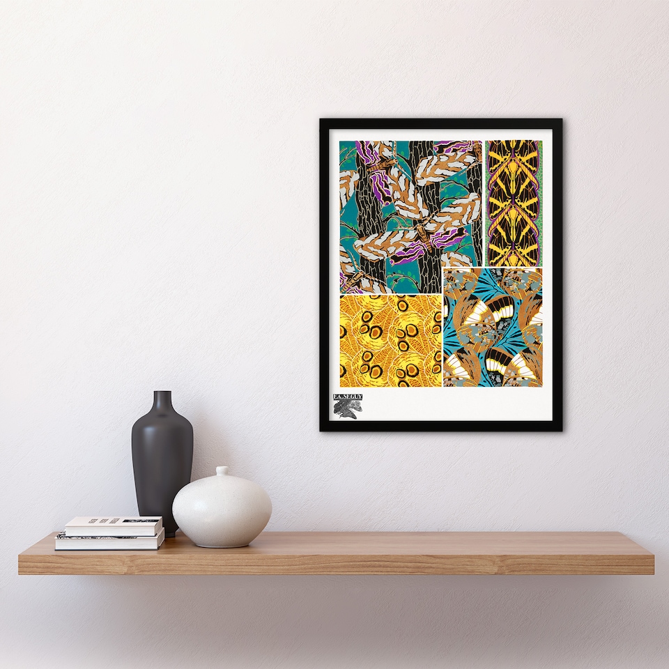 Eugene Seguy Framed Wall Art Colourful Vintage Butterfly Pattern Home ...