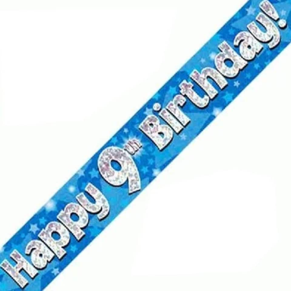 Blue Happy 9th Birthday Holographic Foil Banner 274cm - Tesco Groceries