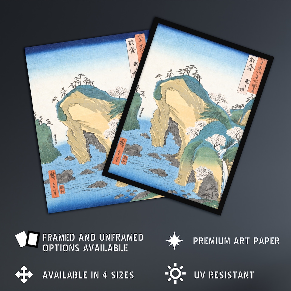 Noto Province Waterfall Bay Japanese Wall Art Print Hiroshige 24x32 ...