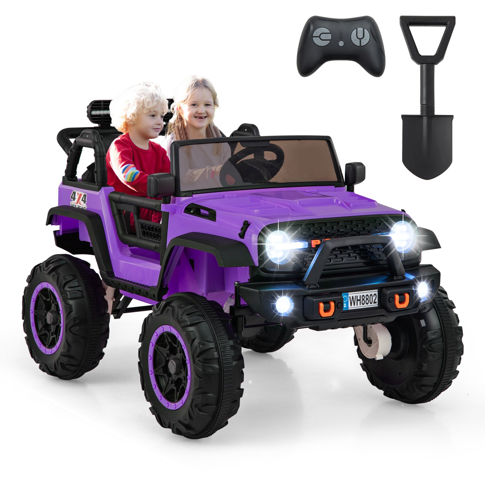 COSTWAY 2-Seater Ride On Car 24V Battery Powered Kids Purple - Tesco ...