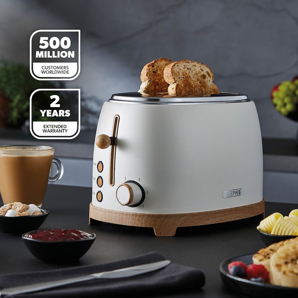 GEEPAS 2 Slice Toaster NordiQ Design,850W Cream - Tesco Groceries