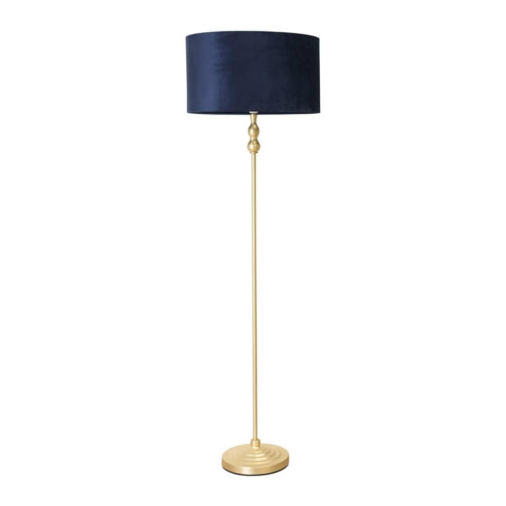 ValueLights Maggie Brushed Gold Floor Lamp Blue Shade & Bulb | Blue ...