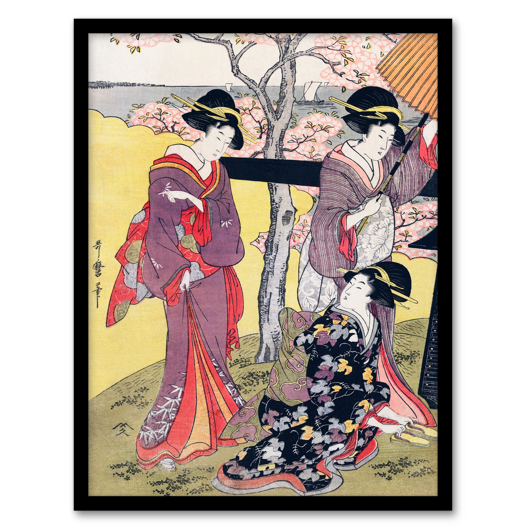 Kitagawa Framed Wall Art Print Cherry Blossom Viewing At Gotenyama Home ...