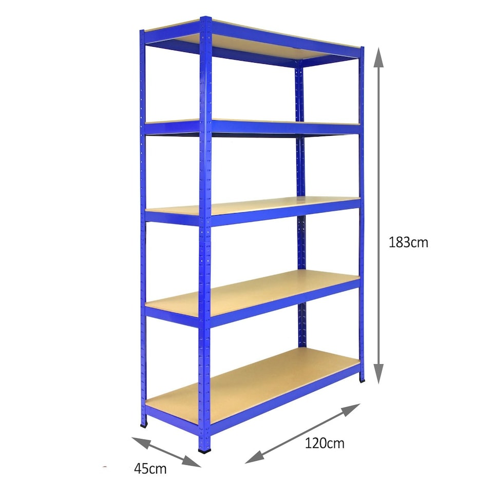 Monster Racking T-Rax Strong Storage Shelves, Blue, 120cm W, 45cm D ...