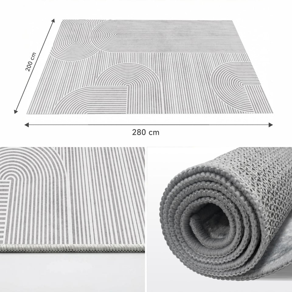 Short Pile Rectangular Swirl Pattern Rug 200x280cm - Tesco Groceries