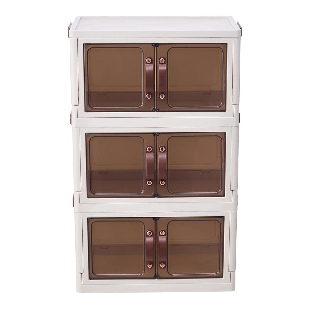 Living and Home 3-Tier Double-door Desk Organizer Storage Box | Brown ...
