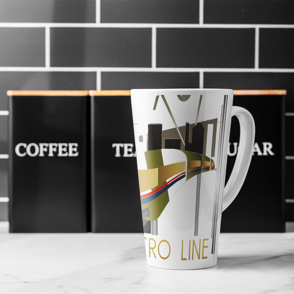 Art Deco Metro Line Latte Mug - Tesco Groceries