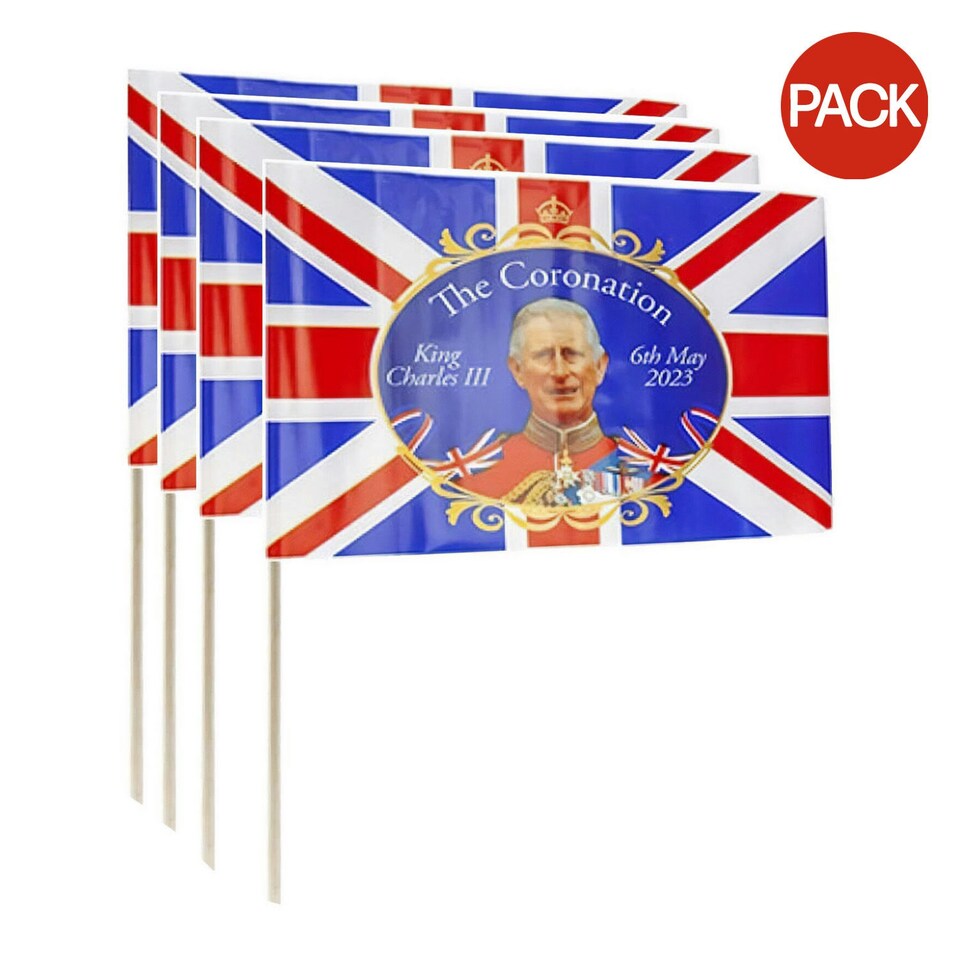 PMS International Coronation Waving Flag (Pack of 4) - Blue/Red - One ...
