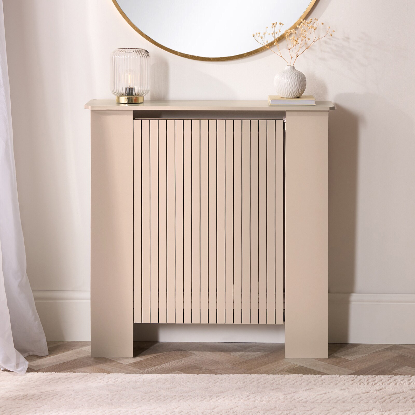 OHS Ribbed Radiator Cover Slatted Engineered Wood - Small | Bronze ...