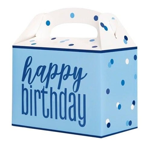 Blue Glitz Happy Birthday Paper Party Box - Pack of 6 Blue - Tesco ...