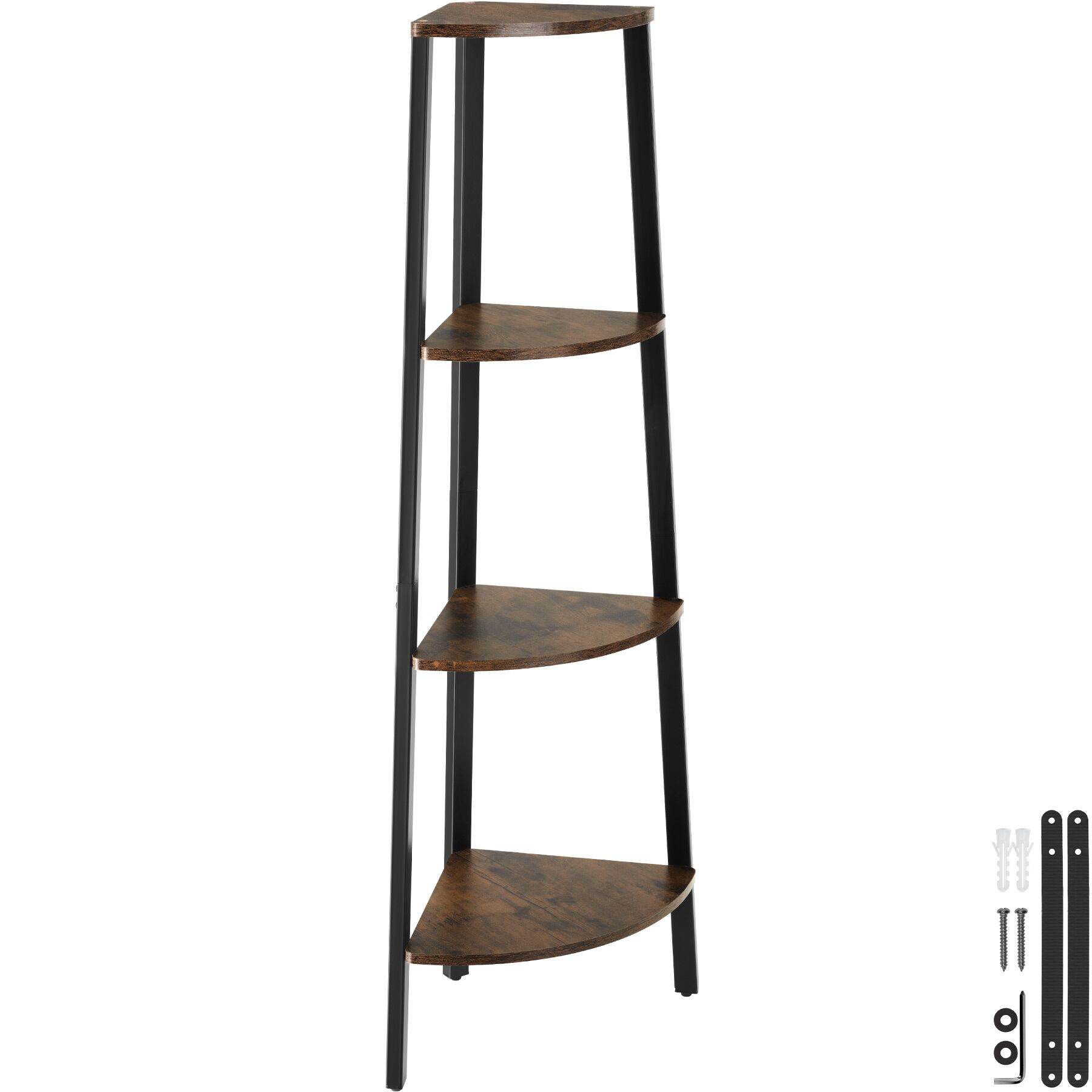 Corner Shelf Newbridge - 4 levels | Brown | Industrial wood dark ...