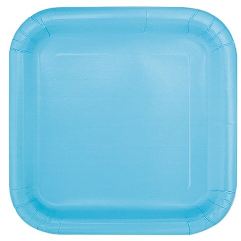 Powder Blue Square Paper Plates 22cm - Pack of 14 - Tesco Groceries