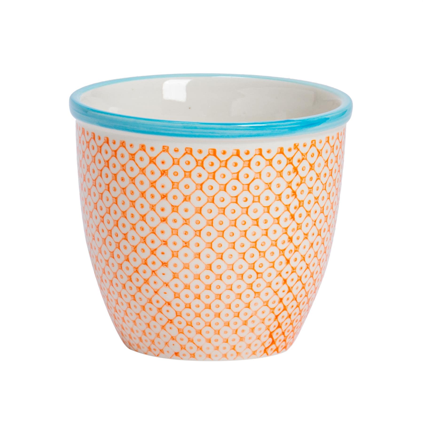 Nicola Spring Hand-Printed Plant Pot - 14cm - Orange | Orange | Orange ...