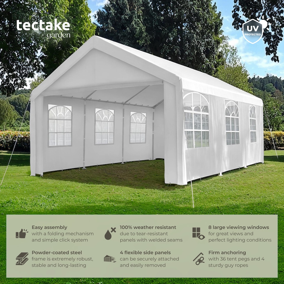 Gazebo Jasko - 6 x 4 m, 4 side panels, weather & UV-resistant, plug-in ...