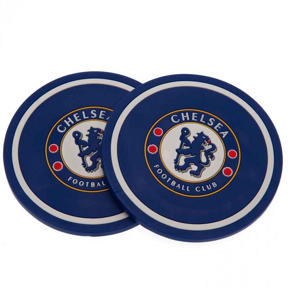Chelsea FC Crest Coaster Set (Pack of 2) | Blue | Blue/White | One Size ...