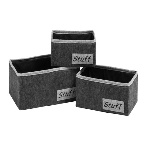 Stuff Set Of Three Rectangular Storage Boxes | Grey - Tesco Groceries