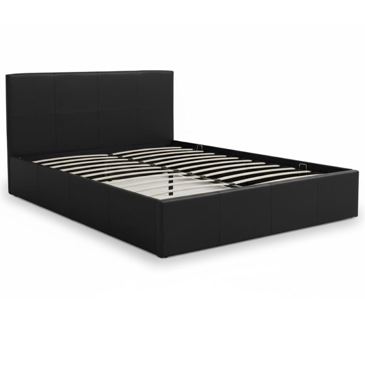 Ottoman Storage Black Faux Leather Bed Side Lift 3ft Single Bed Frame ...