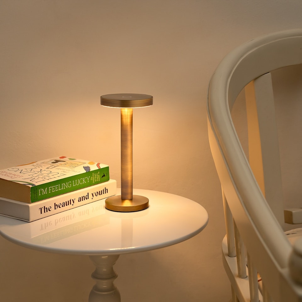 Auraglow Rechargeable Cordless LED Table Lamp - MILAN | Bronze - Tesco ...