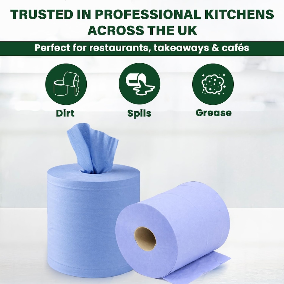 ECONX Pack of 6 Blue Centrefeed Rolls 2-Ply Paper Towel 150m Length ...