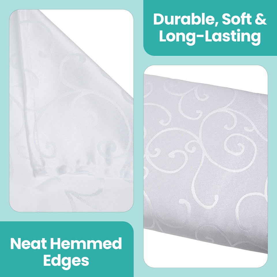 90 Inhes White Round Damask Tablecloth, Circular Dinner Table Cover ...