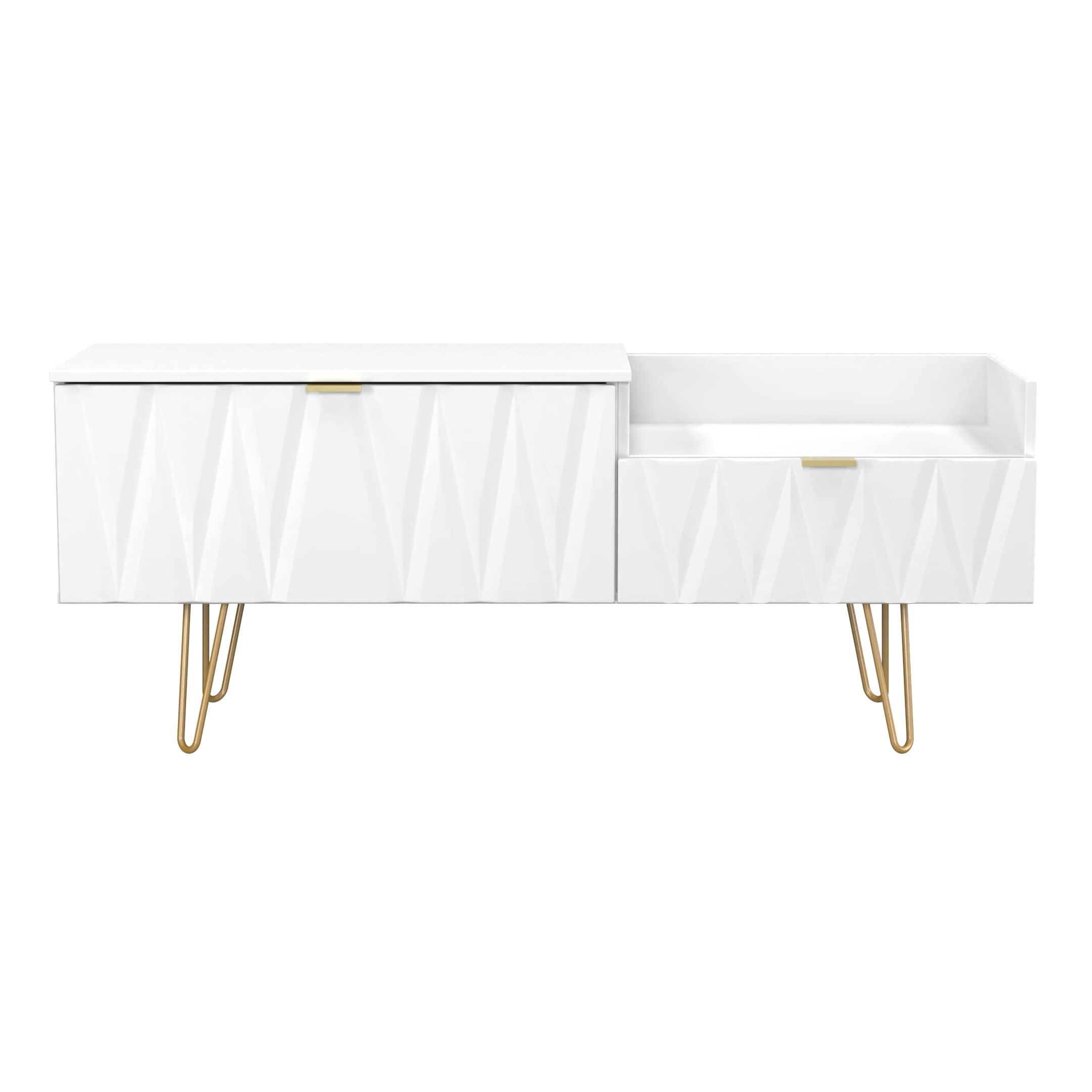 Dallas 2 Drawer 2 Level Media Unit in White Matt (Ready Assembled ...