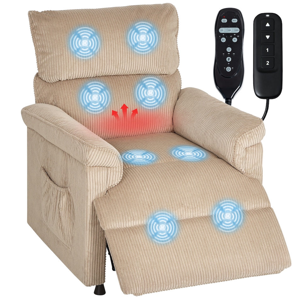 HOMCOM Power Massage Recliner Armchair with Vibration, Heat, Whisper ...