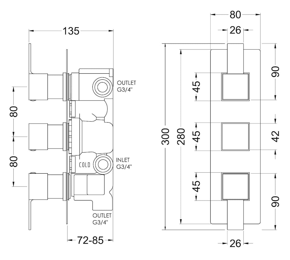 Balterley Ripple 3 Outlet Concealed Shower Valve Thermostatic - Tesco ...