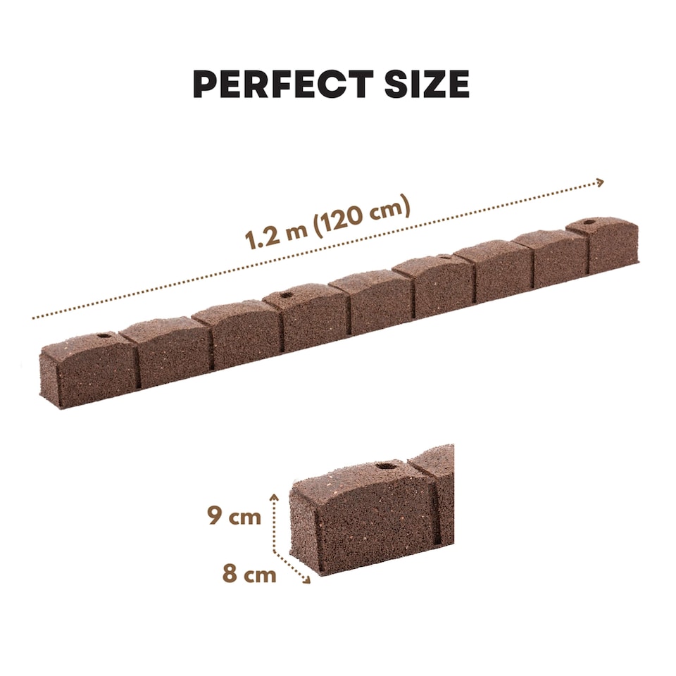 Recycled Rubber Roman Stone Garden Border 1.2m - Brown - Pack of 8 ...