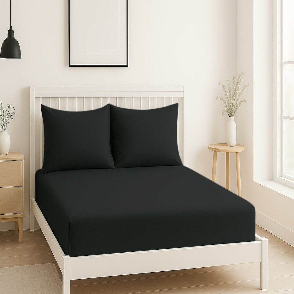 Luxury 200TC Soft Touch Fitted Sheet Bed Linen 30cm Extra Deep Skirt ...