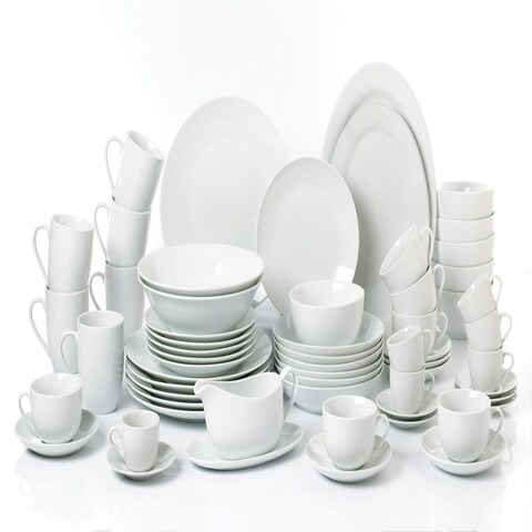 60pc White Coupe Dinner Set - Tesco Groceries