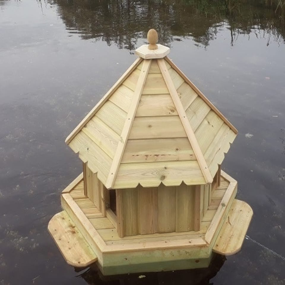 Buttercup Hexagonal Floating Duck House - Large, Waterfowl Nesting Box ...