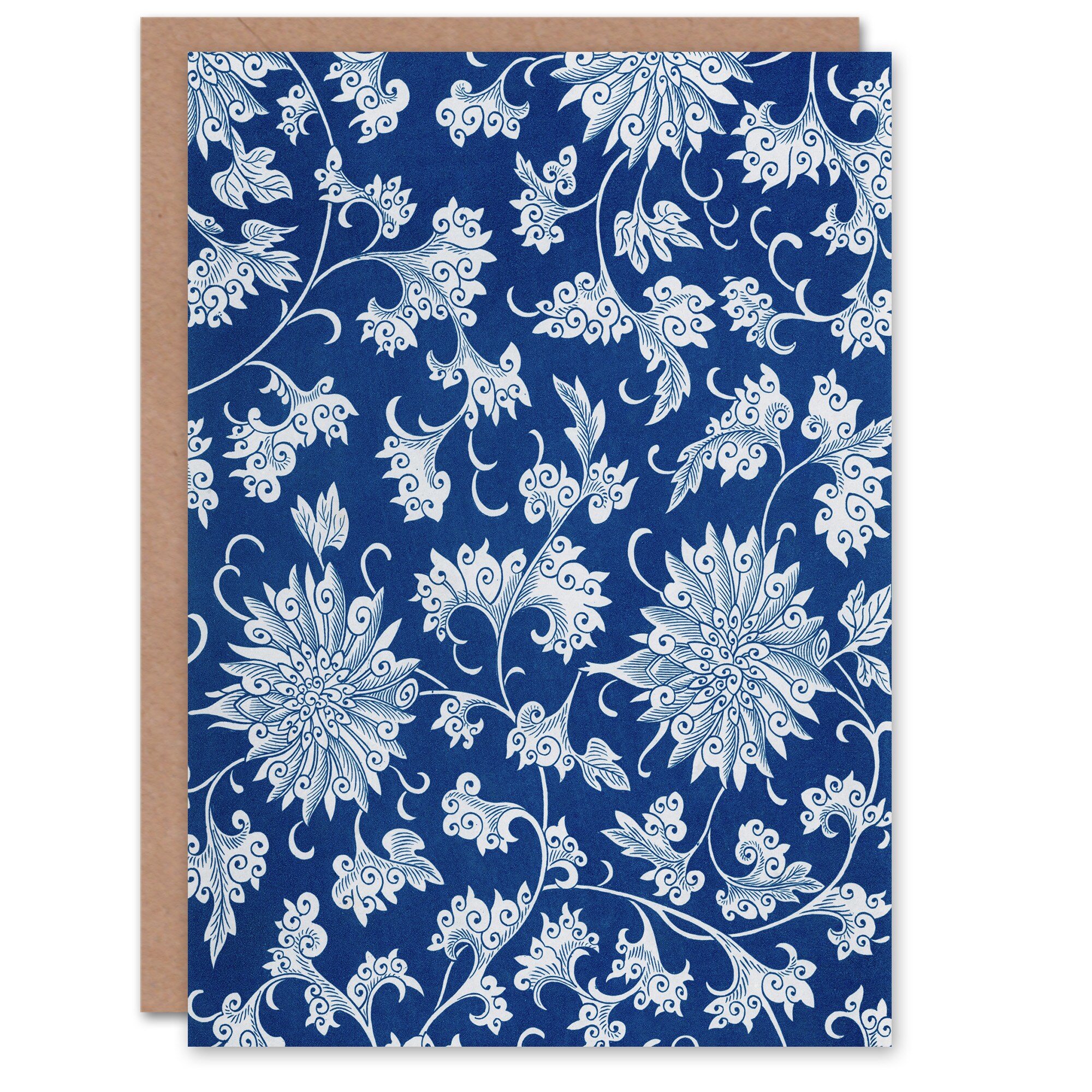 Owen Jones Ornamental Flower Pattern in Blue Art Greeting Card - Tesco ...