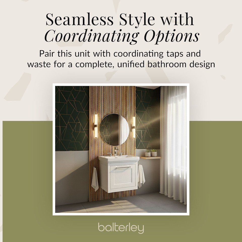 Balterley Traditional Bathroom Wall Hung 1 Drawer Vanity Unit and 3 Tap ...