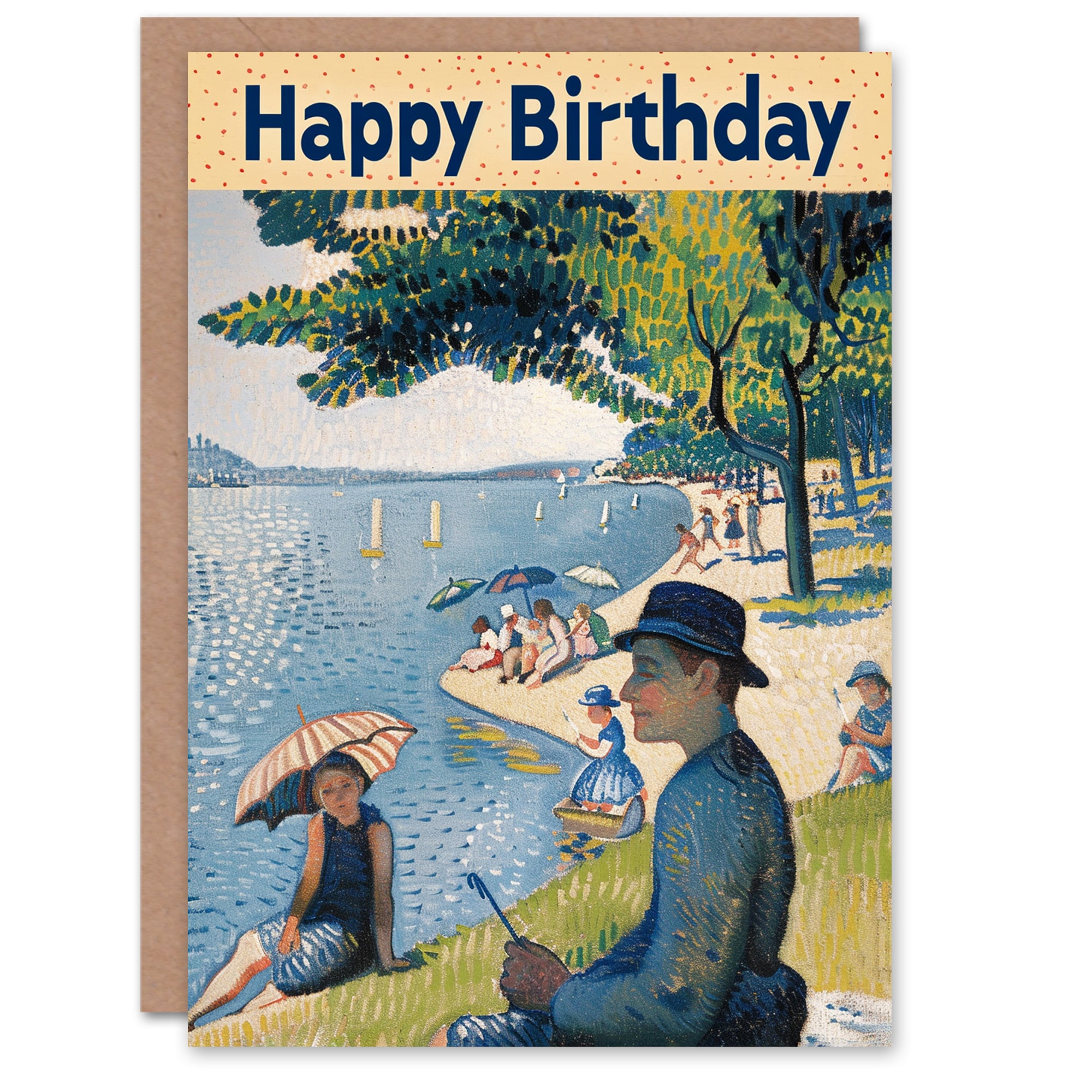 Birthday Card French Victorian Scene Impressionist Seurat Inspired ...