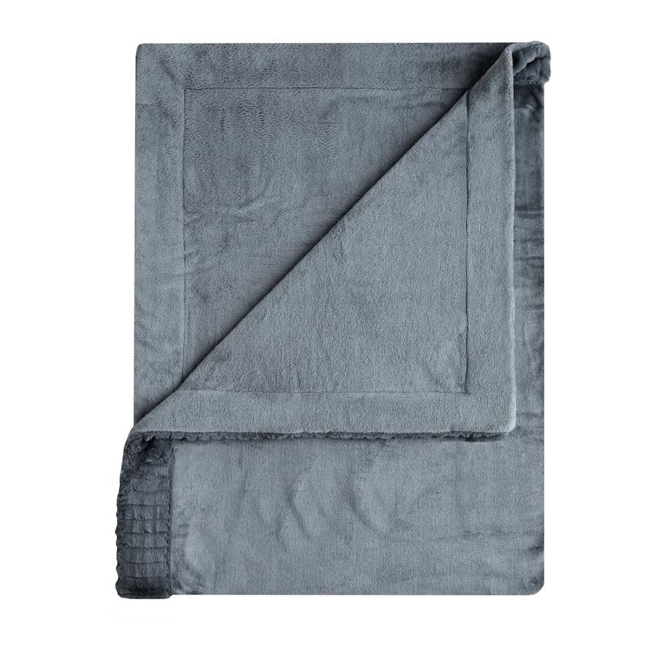 Catherine Lansfield Velvet and Faux Fur Soft Touch Blanket Throw | Grey ...